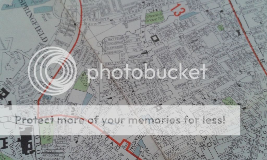 1950s Belfast street map